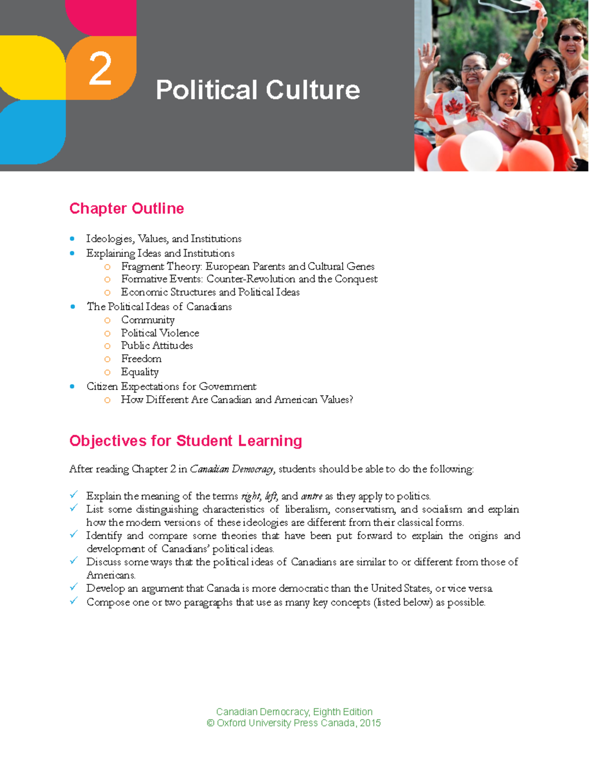 Brooks SSG Chapter 2 - :):):) - Canadian Democracy, Eighth Edition ...