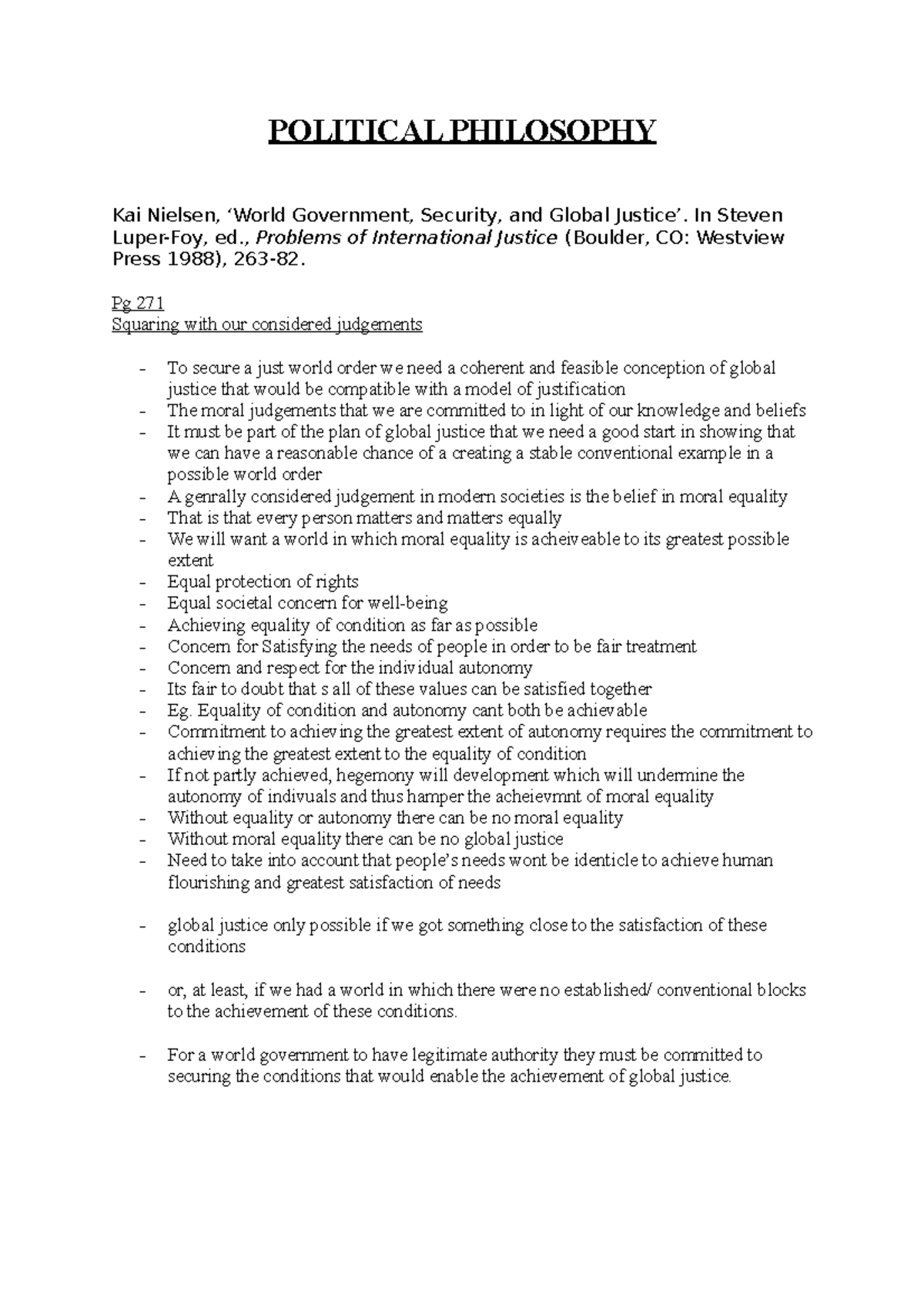 Political Philosophy - lecture notes term 1 - POLITICAL PHILOSOPHY Kai ...