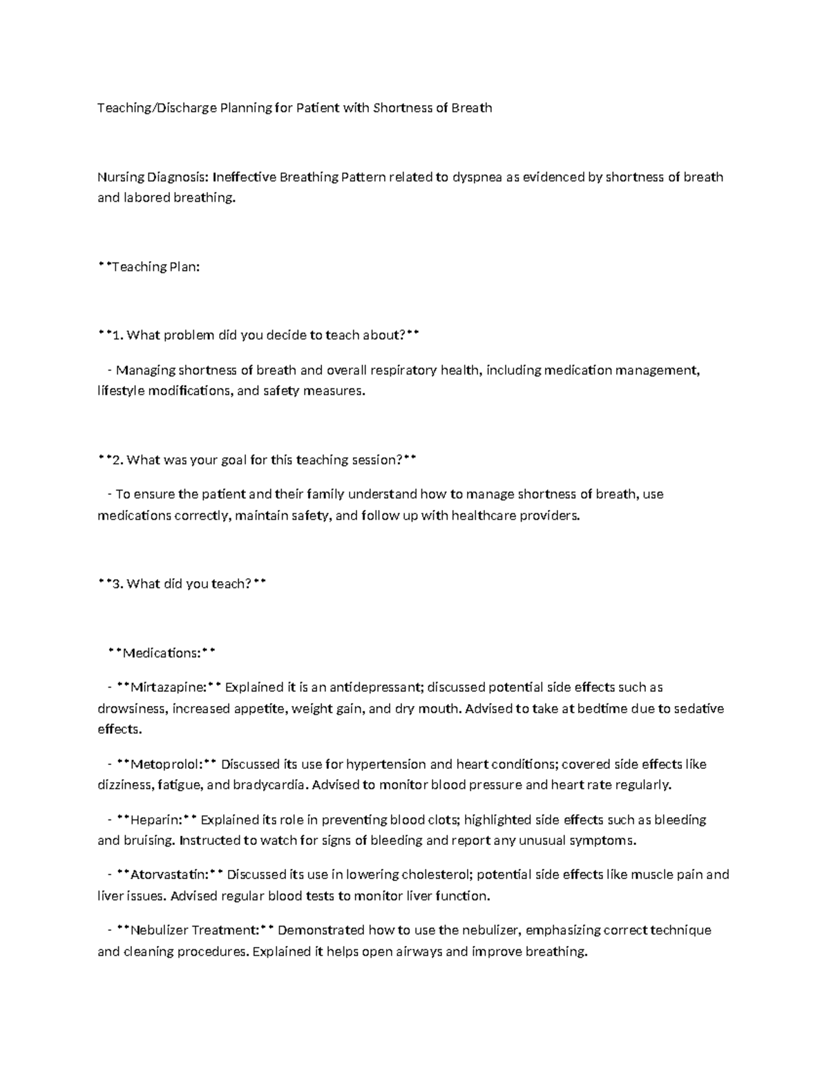 Clinical patient teaching and discharge plan acute care - Teaching ...