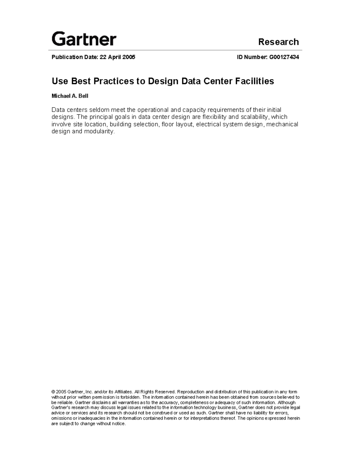 Design Best Practices 127434 - Research Publication Date: 22 April 2005 ...