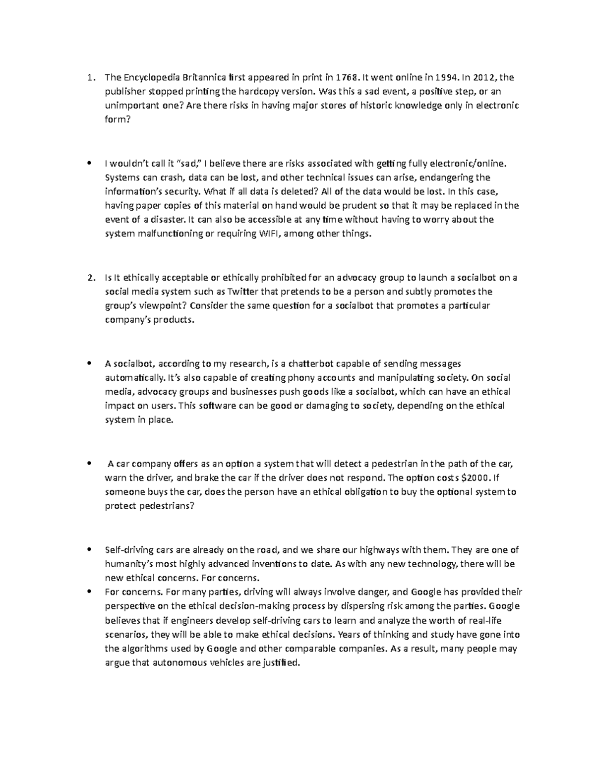 Activity 7 - The Encyclopedia Britannica first appeared in print in ...