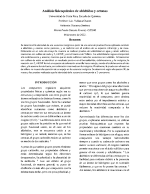 Reporte sintesis de mentona por oxidacion de mentol - Universidad de ...