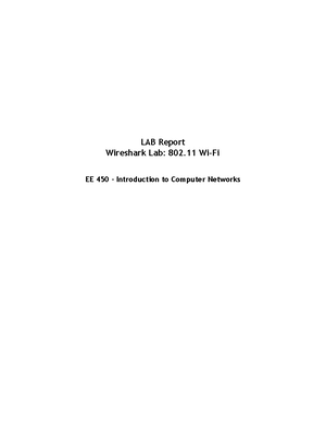 Mininet LAB - Full marks Lab work - LAB Report: Mininet EE 450 – Introduction to Computer ...