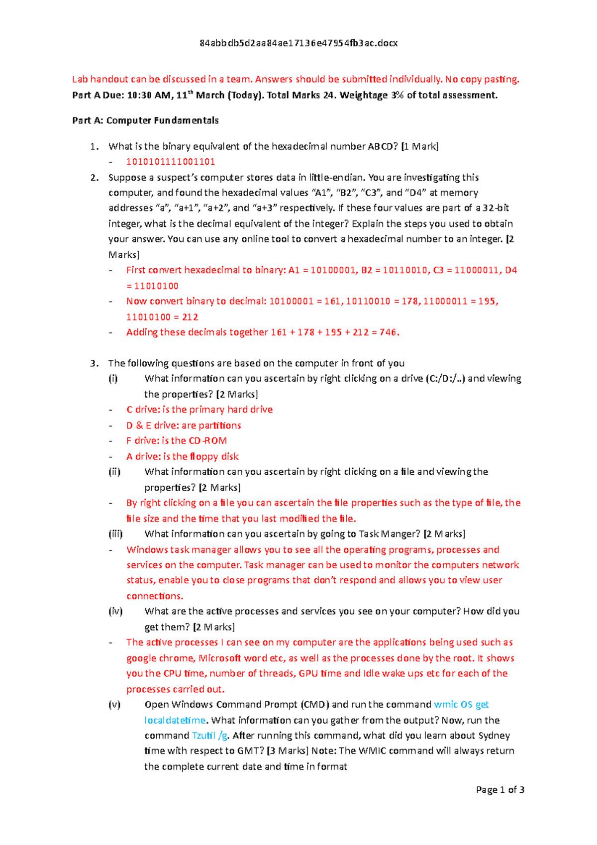 Week3 Lab Hand Out-2 - Answers to lab 3 - 84abbdb5d2aa84ae17136e47954fb3ac Lab handout can be ...