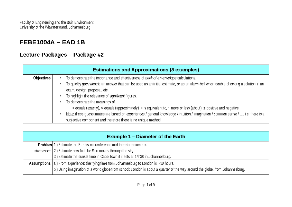 Package 2 - FEBE1004A - Engineering Analysis and Design IB-2022 ...