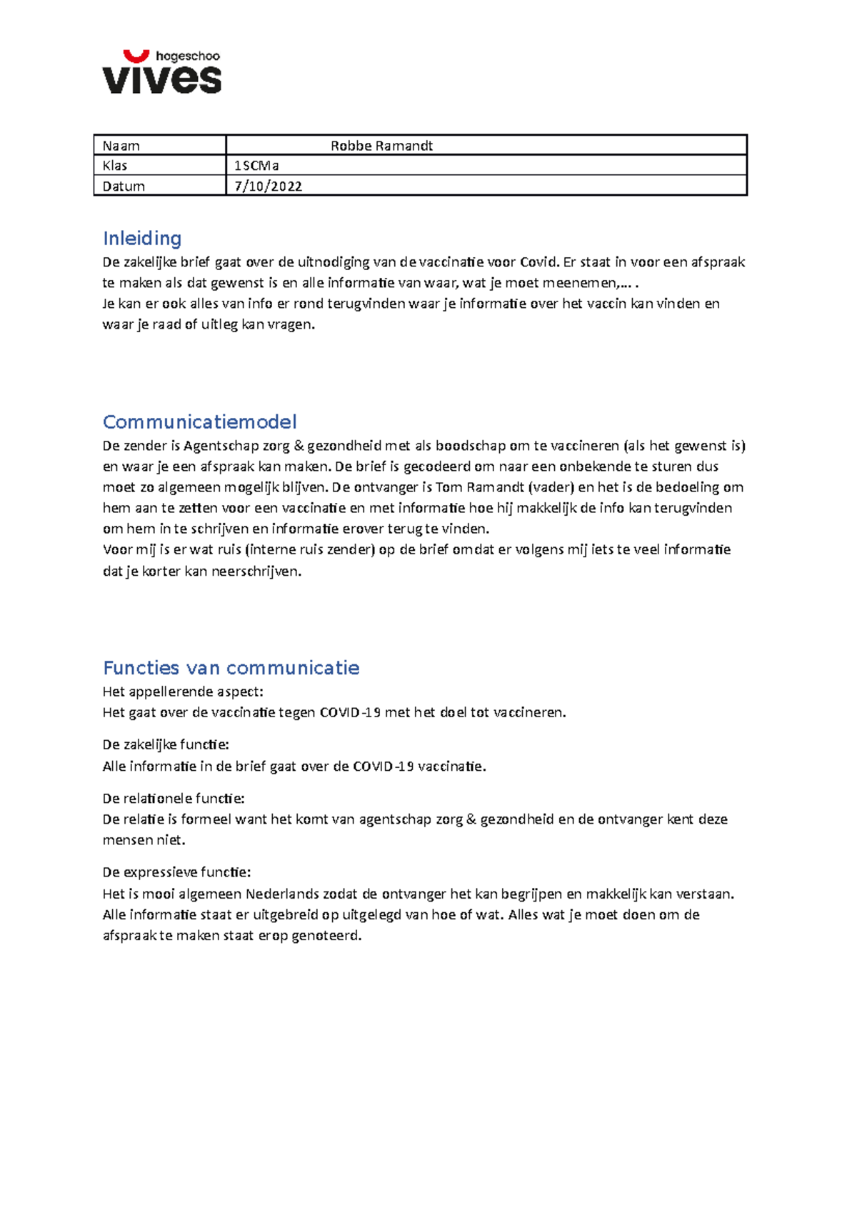 2223 Portfoliotaak 1 - Naam Robbe Ramandt Klas 1SCMa Datum 7/10 ...