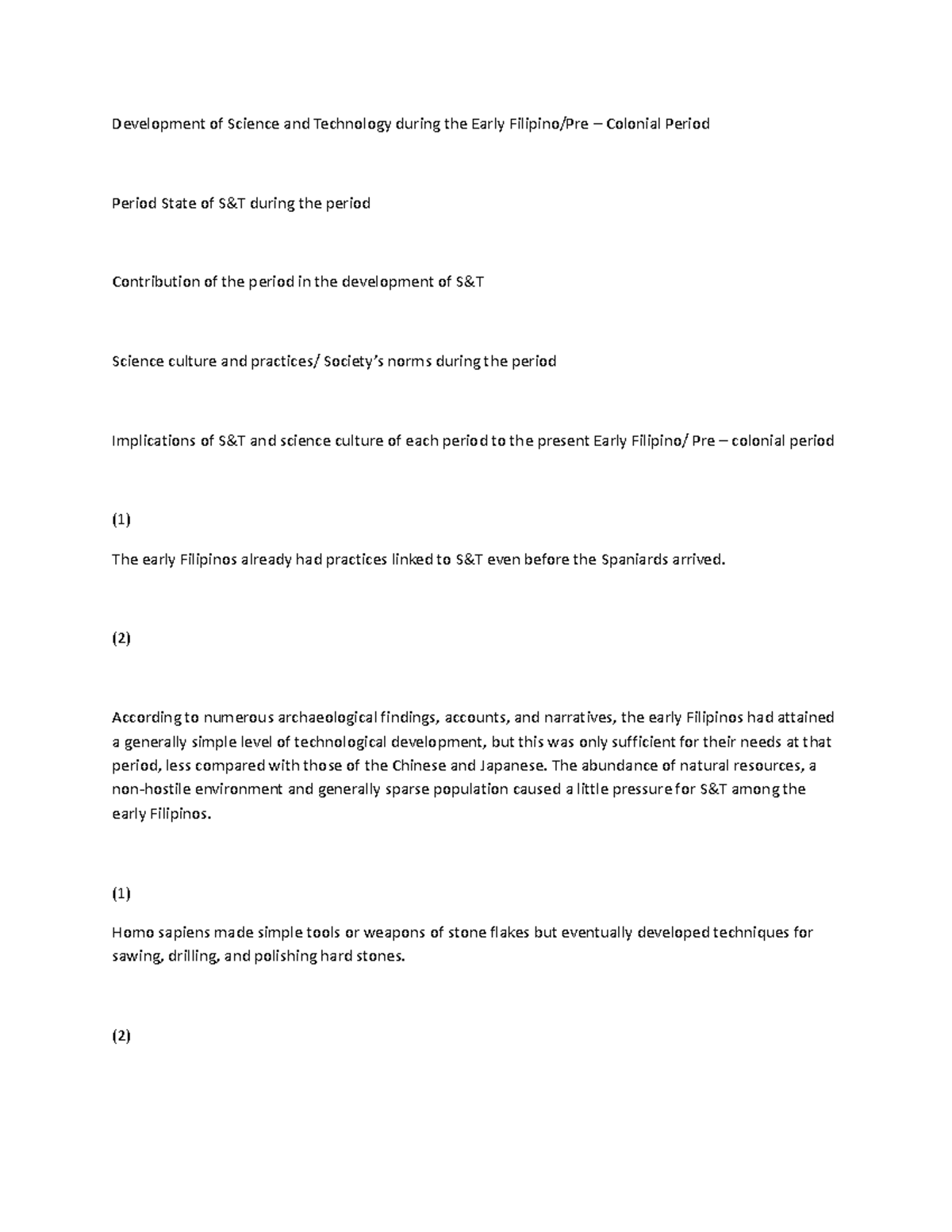 Pre-Colonial Period - Research - Development of Science and Technology ...