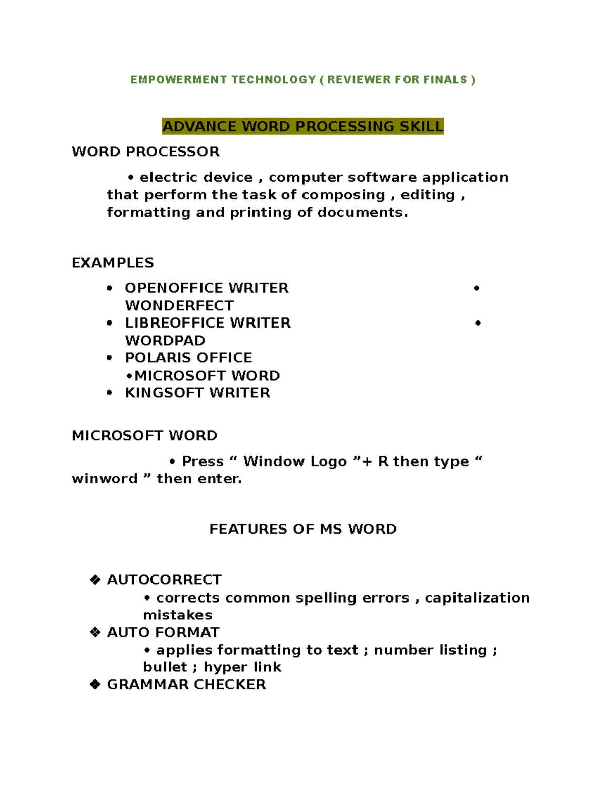 People of the Philippines - EMPOWERMENT TECHNOLOGY ( REVIEWER FOR ...