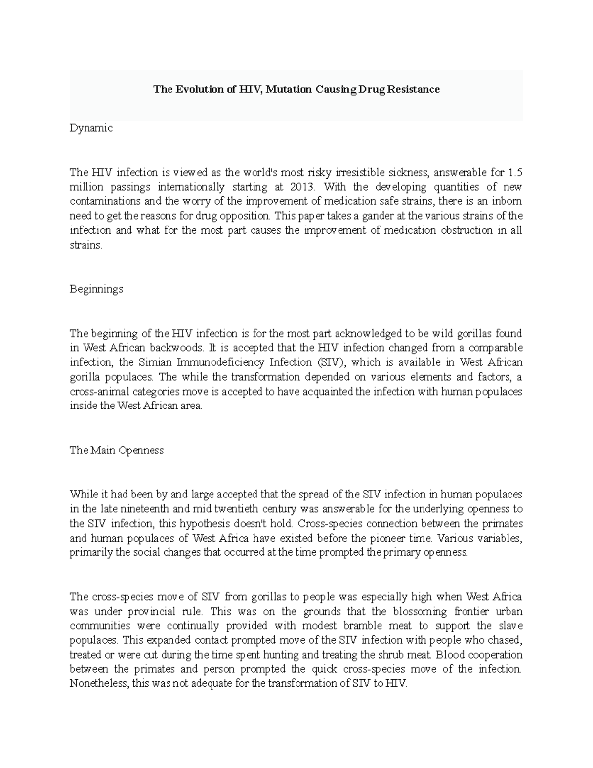 The Evolution of HIV - research - The Evolution of HIV, Mutation ...