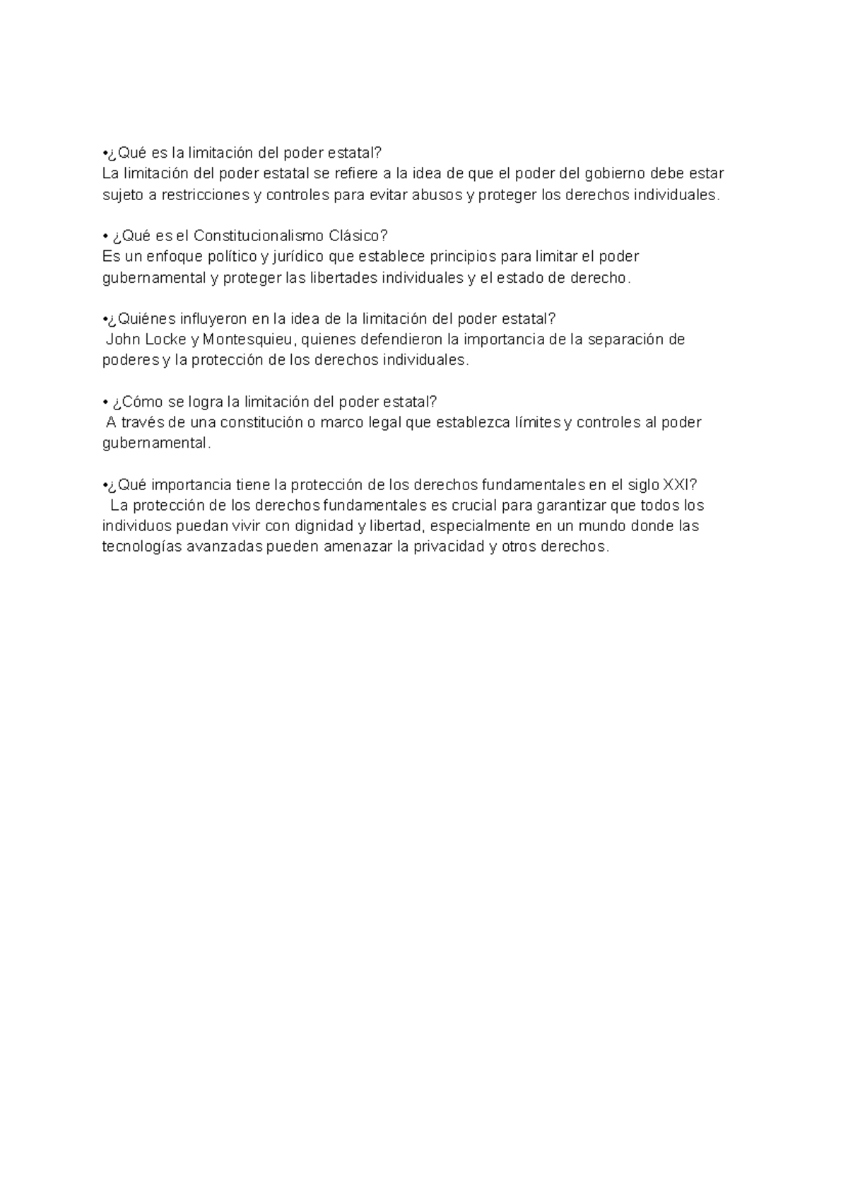 Constitucionalismo - .fucugigi - •¿Qué es la limitación del poder ...