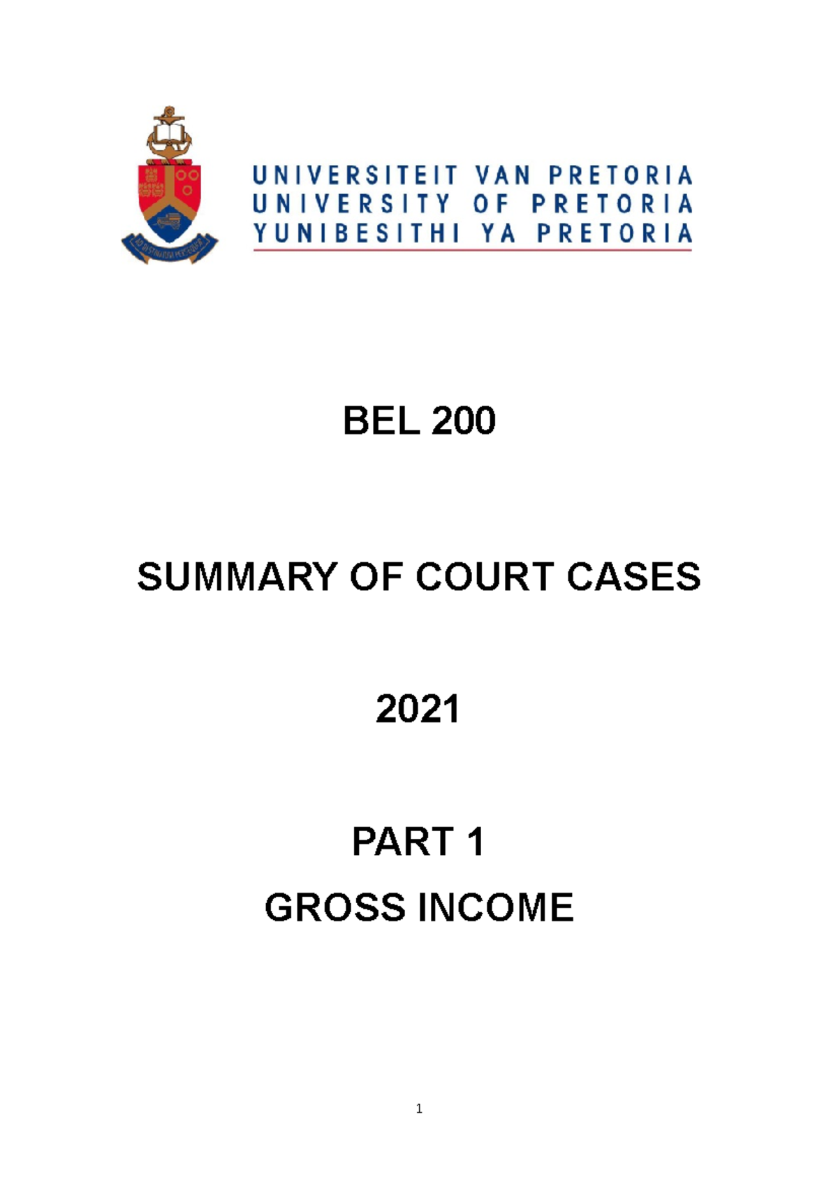 Court Cases Part 1 - final - BEL 200 SUMMARY OF COURT CASES 2021 PART 1 ...