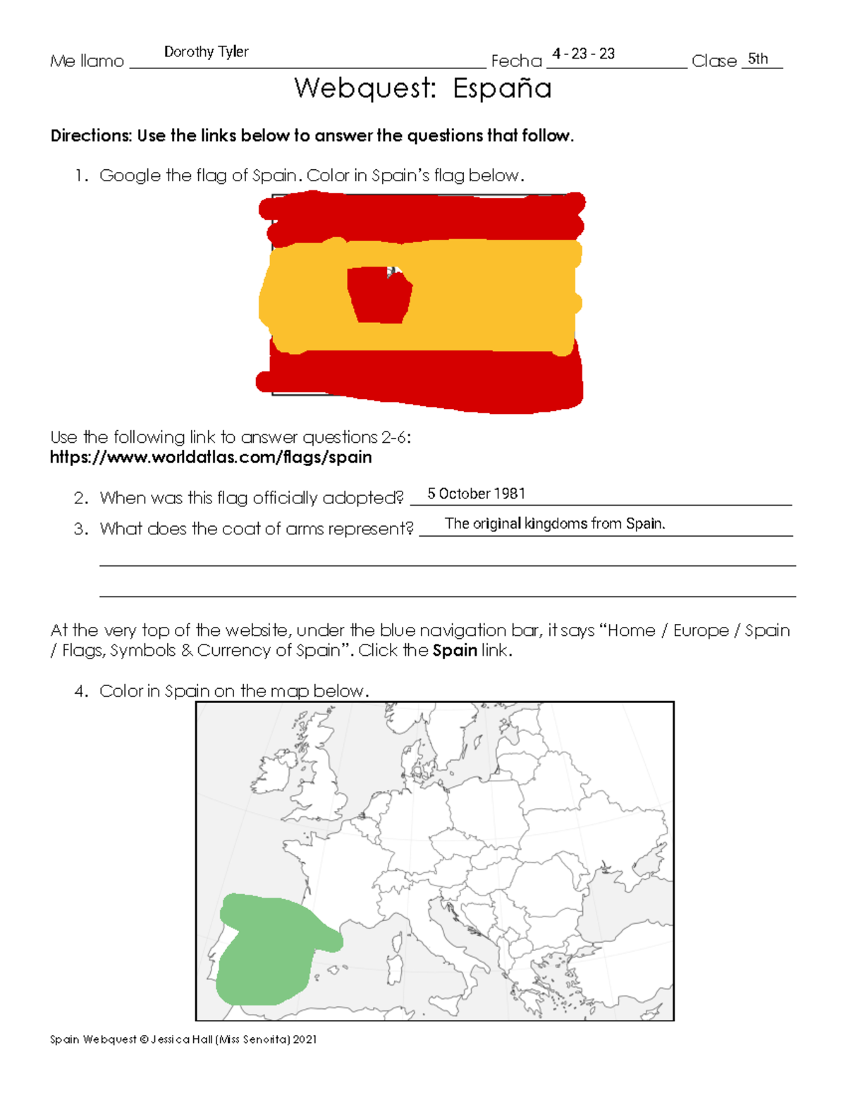Kami Export - Dorothy Tyler - Spain Webquest - Me llamo