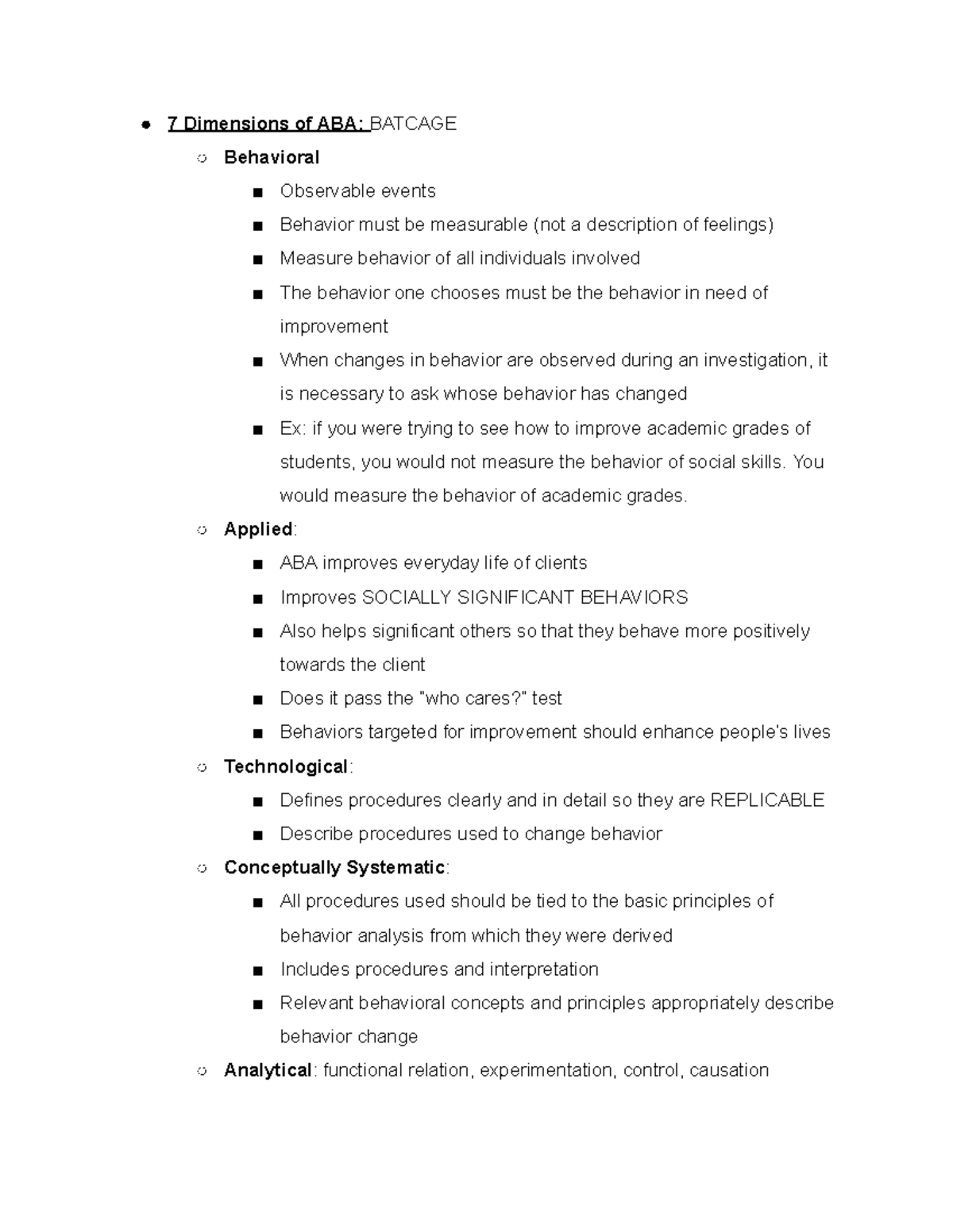 7 Dimensions of ABA - You would measure the behavior of academic grades ...