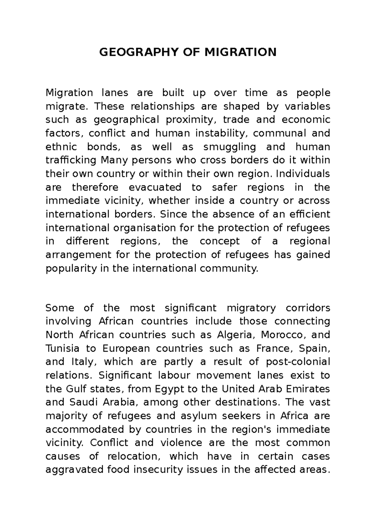 Geography OF Migration - GEOGRAPHY OF MIGRATION Migration lanes are ...