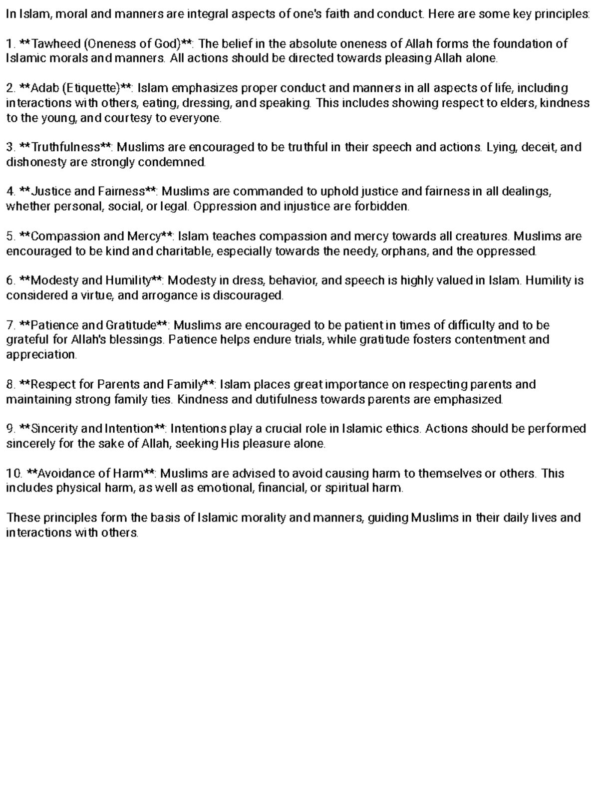 Morals And Manners In Islam Notes - In Islam, moral and manners are ...