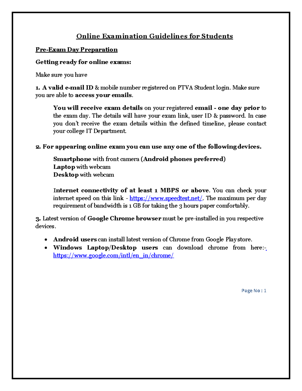 Online Exam Students Instructions and Mannual - Online Examination ...