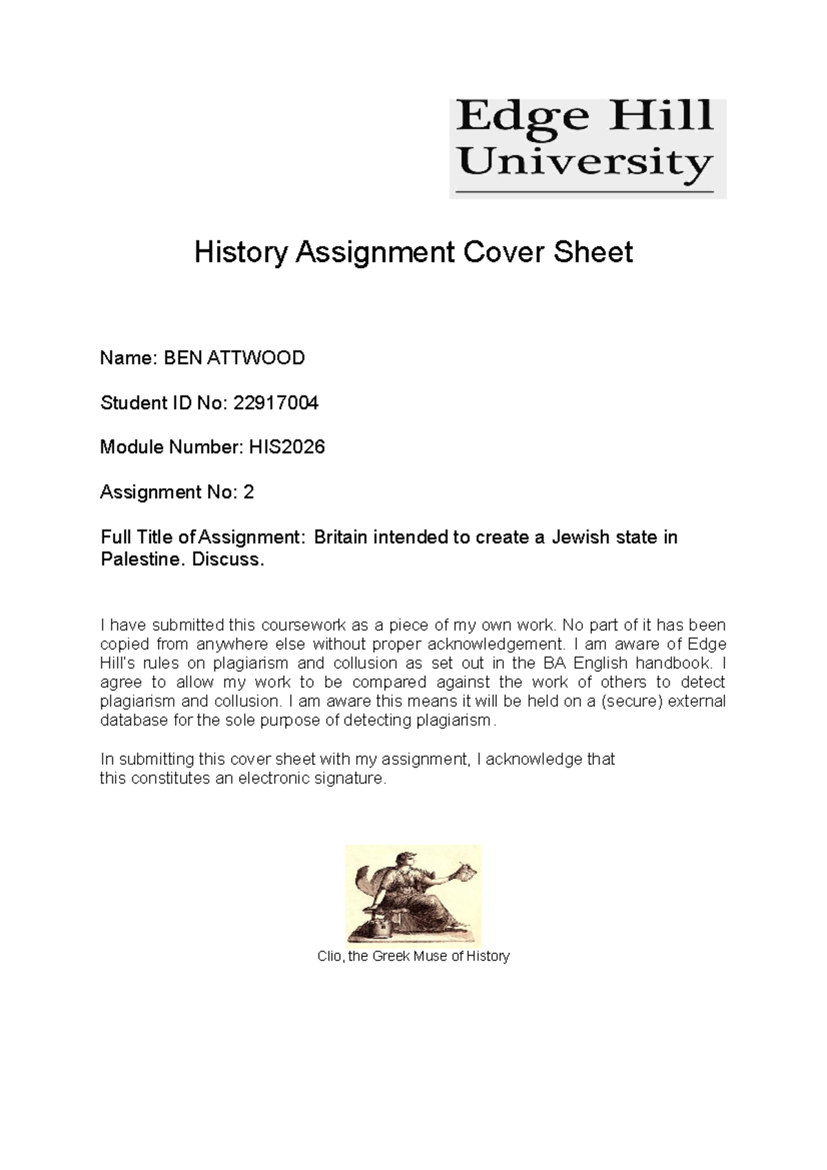 HIS 2026 Assignment 2 - Recieved a 2:1 - History Assignment Cover Sheet ...