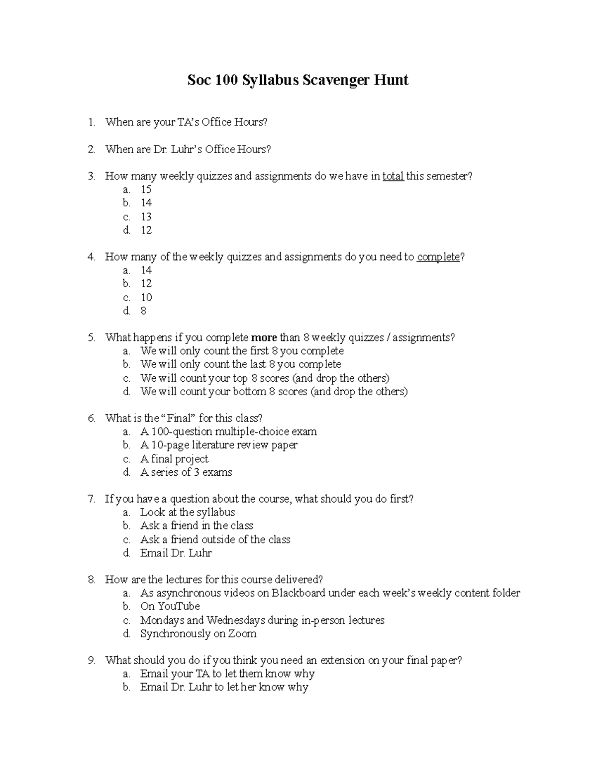 Soc 100 Syllabus Scavenger Hunt 2023 - Soc 100 Syllabus Scavenger Hunt ...