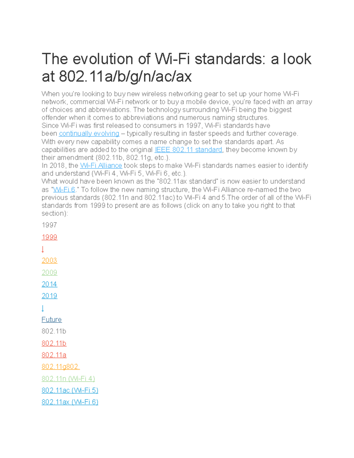 Evolution of Wi-Fi Standards - The technology surrounding Wi-Fi being ...