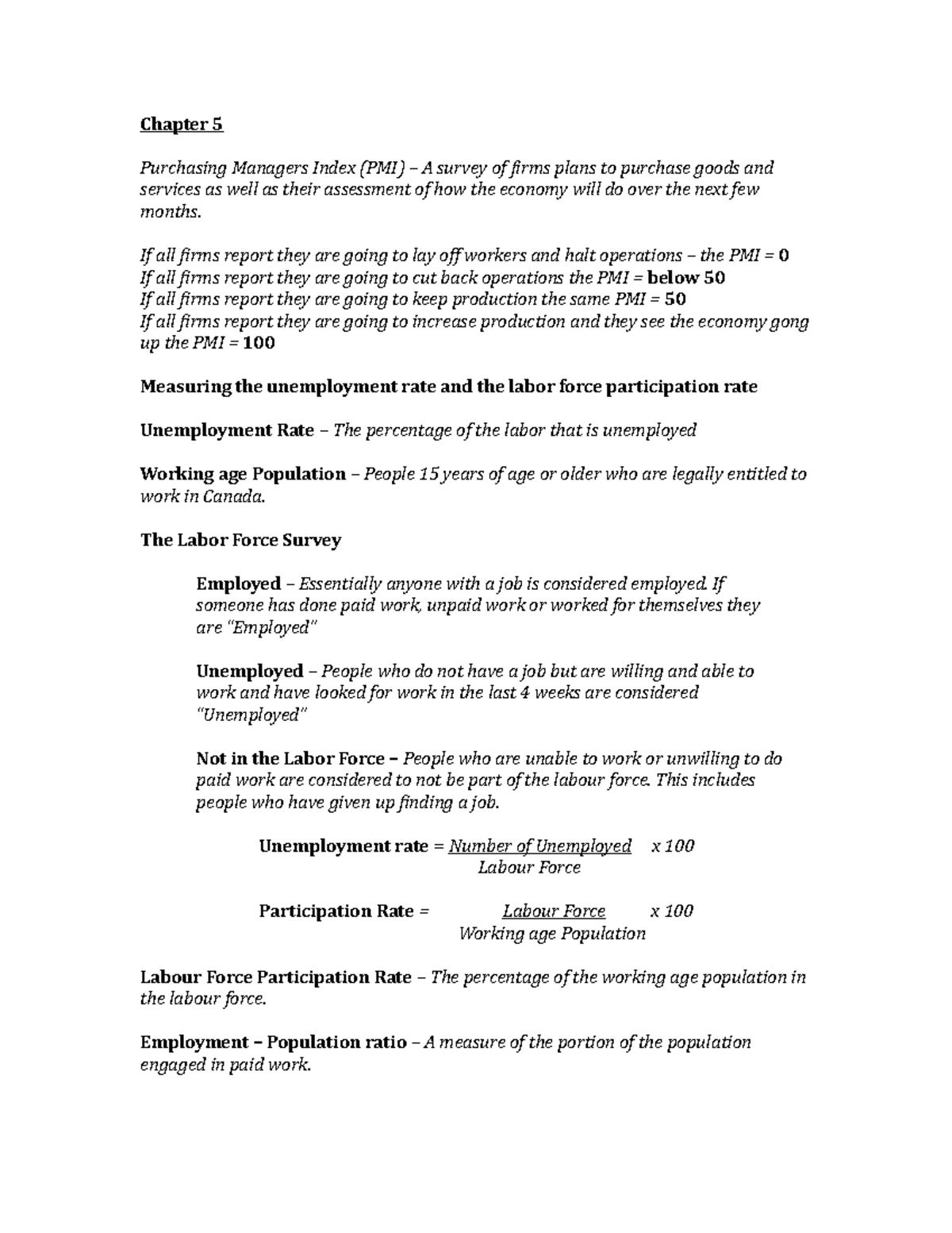 Chapter 5 - Macro Economics - Chapter 5 Purchasing Managers Index (PMI ...