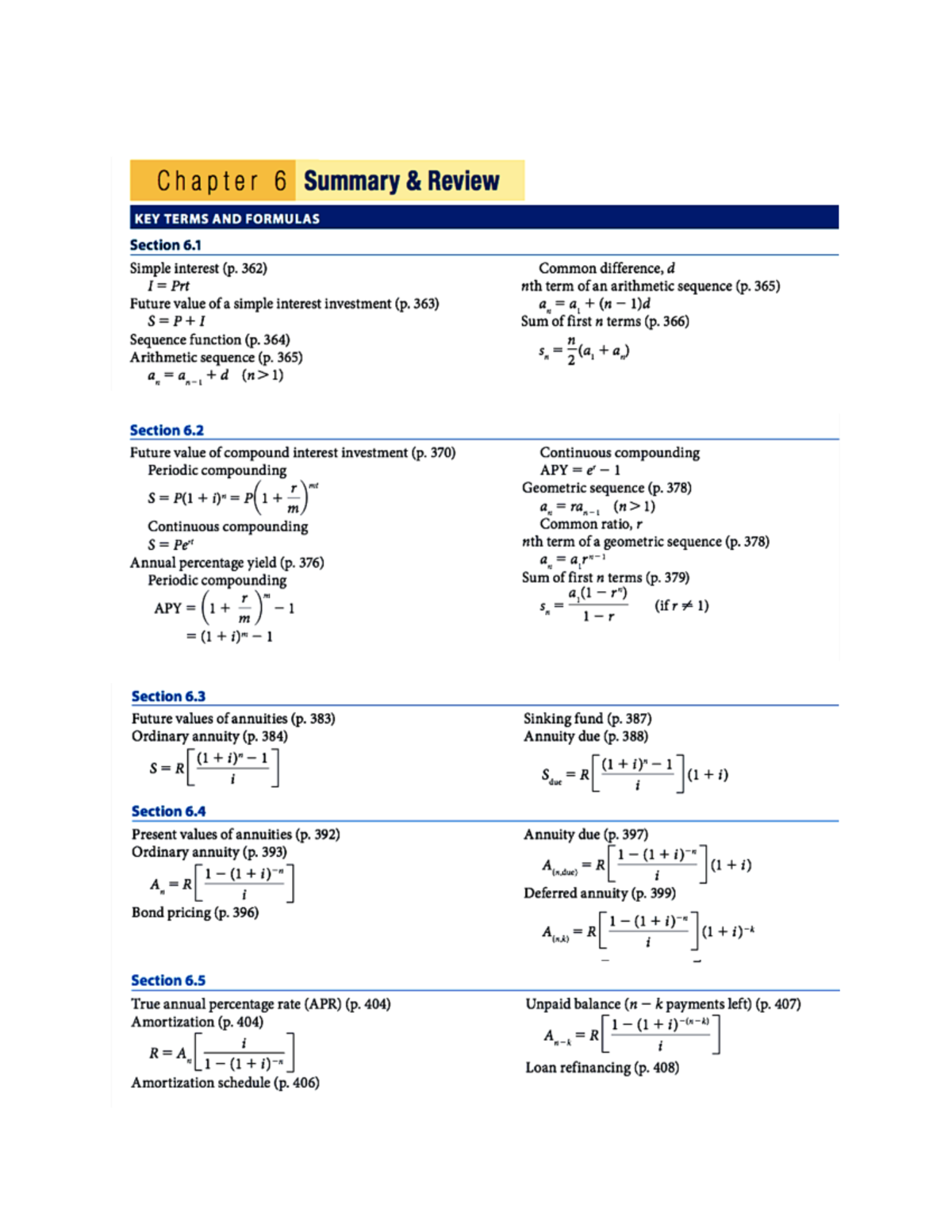 Formula Sheet CH - QMS130 - Studocu