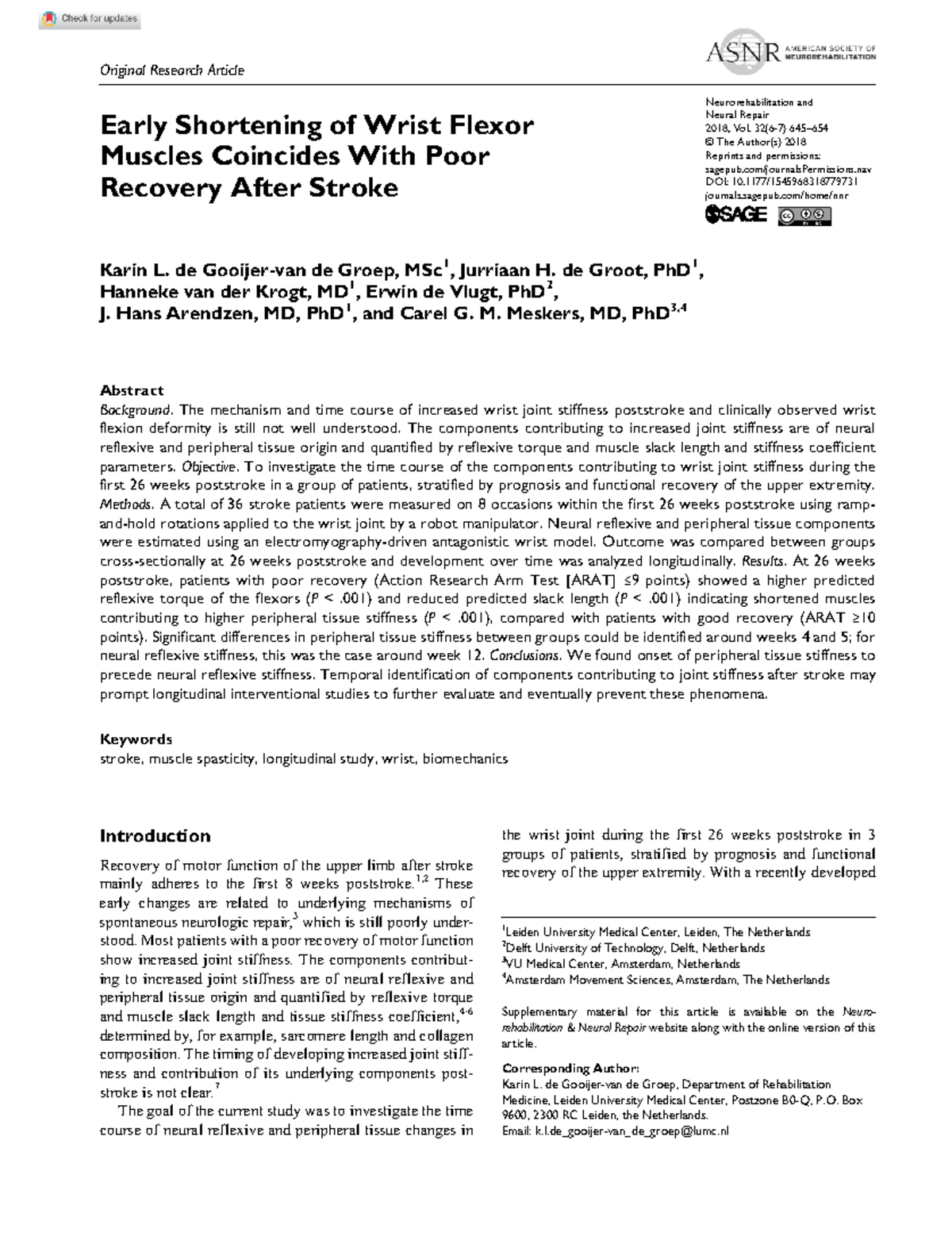 (8) Early shortening of wrist flexor muscles coincides with poor ...