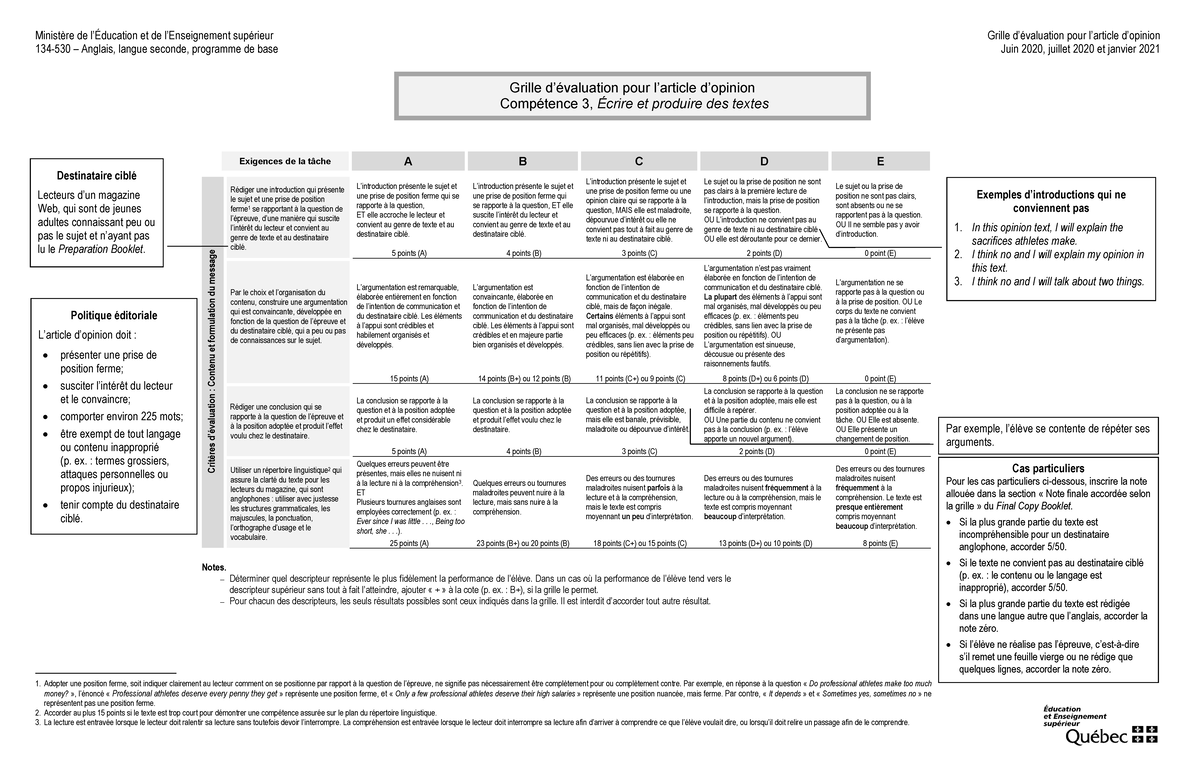Anglaisdebase Grille C 3 5e sec 2020-2021 - Ministère de l’Éducation et ...