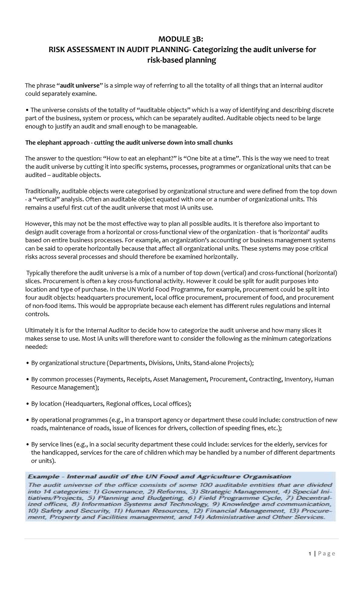 Module-3B - Operations Audit - MODULE 3B: RISK ASSESSMENT IN AUDIT ...