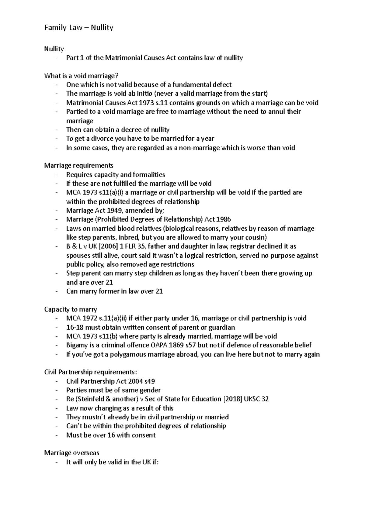 KBL 3 Audio Notes - Family Law – Nullity Nullity - Part 1 of the ...