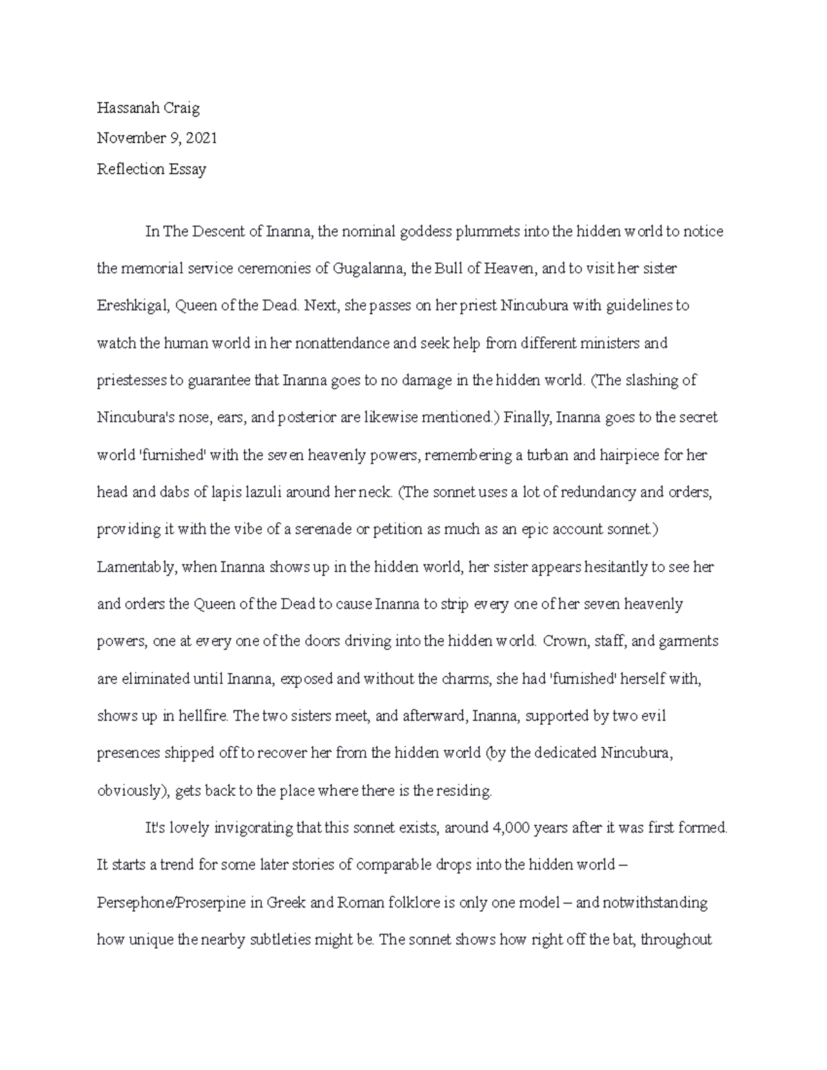 World Literature Unit 2 CA Reflection Essay - ENG 2200 - KEAN - Studocu
