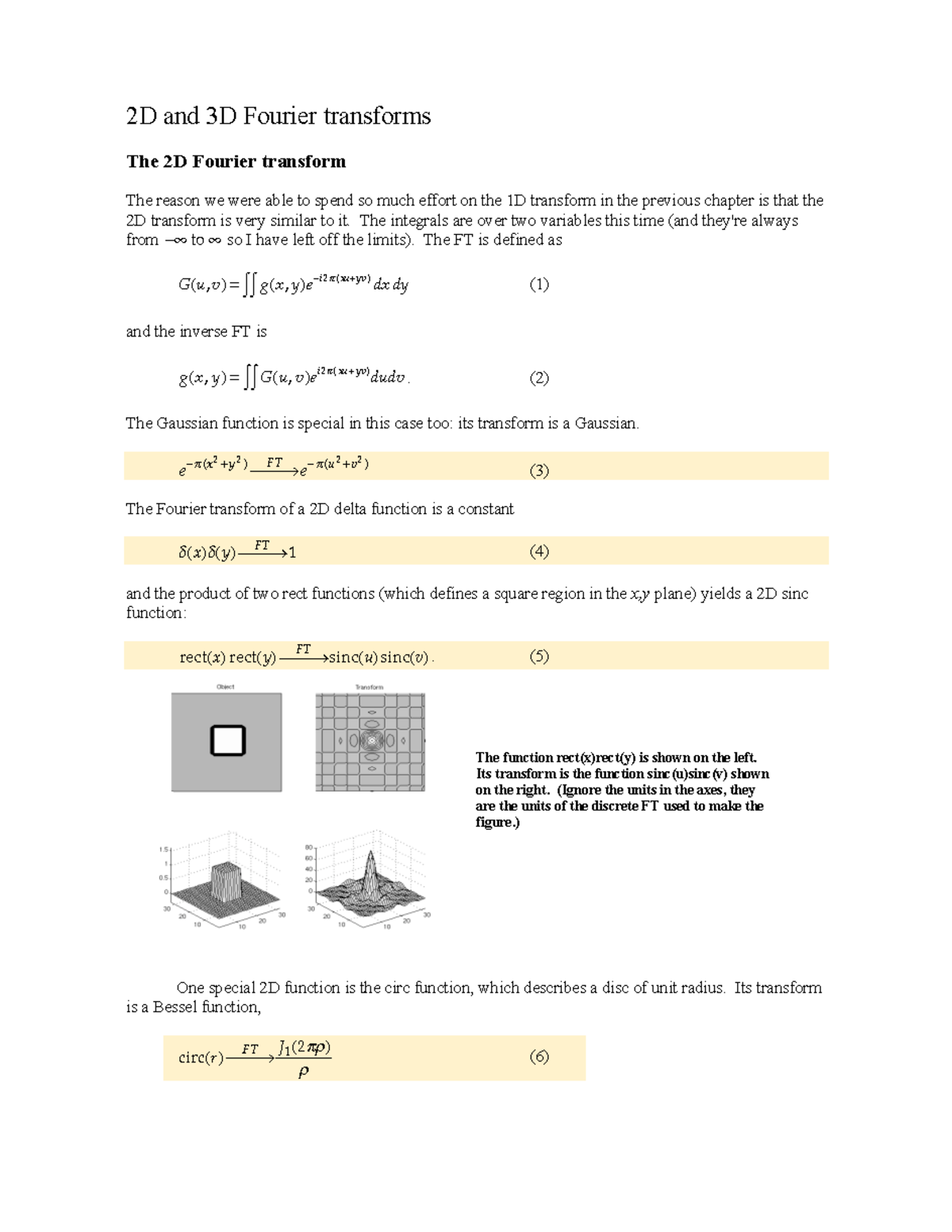 2D and 3D Fourier transforms - The integrals are over two variables ...