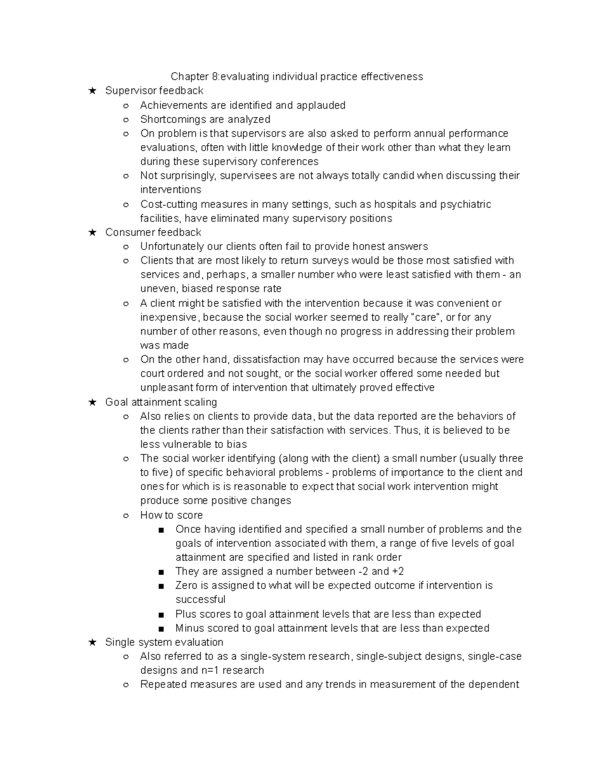 Chapter 8 evaluating individual practice effectiveness - Thus, it is ...
