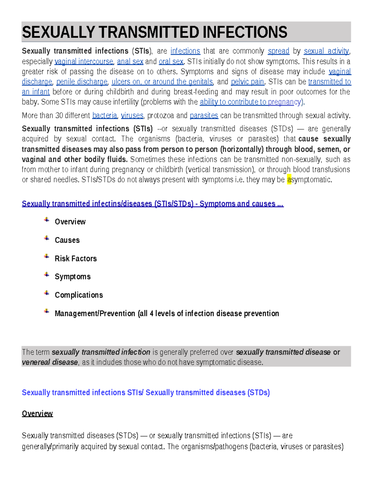 2023 Sexually transmitted infections STIs Sexually transmitted diseases ...