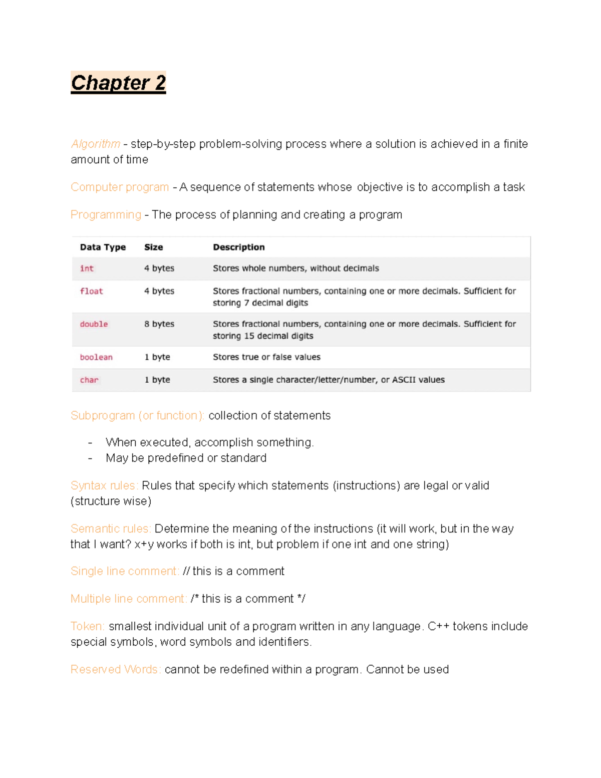BTE 3230 PowerPoint Notes Organized - Chapter 2 Algorithm - step-by ...