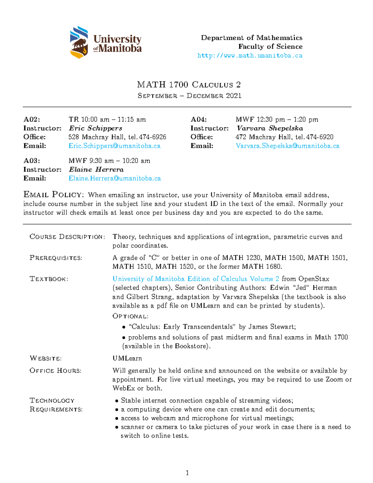 1700 Fall 2021 syllabus - MATH 1700 - U of M - Studocu