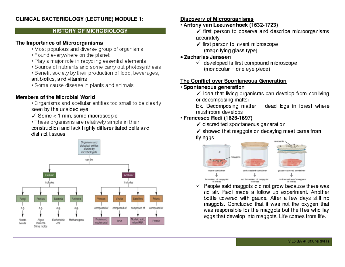 Bacte-LEC- Module 1 - Lecture - CLINICAL BACTERIOLOGY (LECTURE) MODULE ...