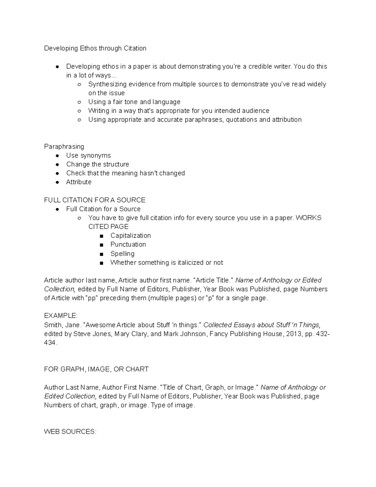 College COMP Citation Notes - Developing Ethos through Citation ...