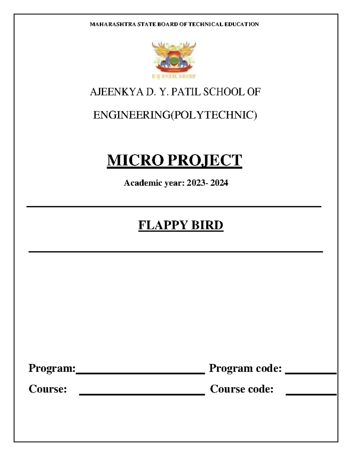 MAD Project - MAHARASHTRA STATE BOARD OF TECHNICAL EDUCATION AJEENKYA D ...
