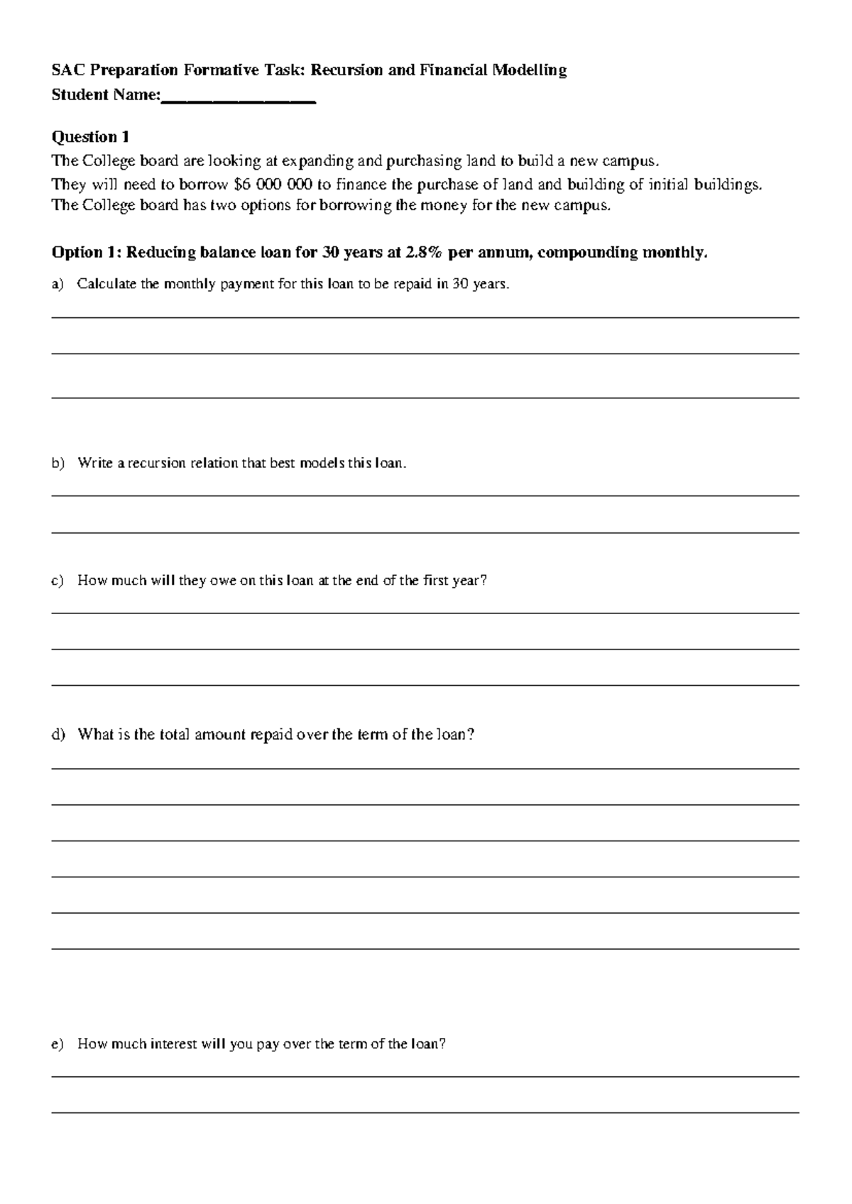 Formative Task Recursion Revision Final Sac Preparation Formative Task Recursion And