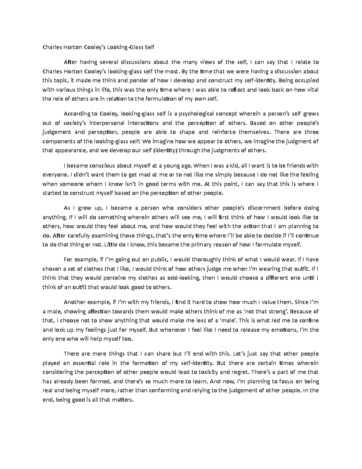 Charles Horton Cooley - By the time that we were having a discussion ...