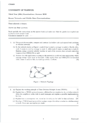 Cs3460 - Past papers from Warwick School of Information technology ...