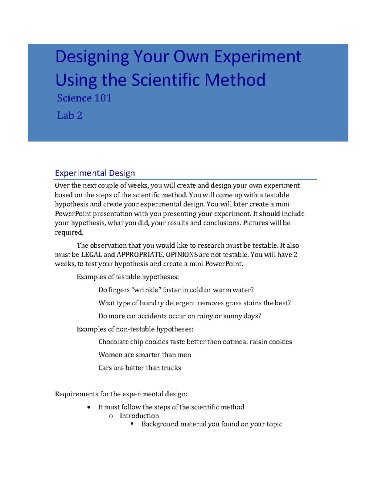 Designing Your Own Experiment DL Lab SU20 - Designing Your Own ...