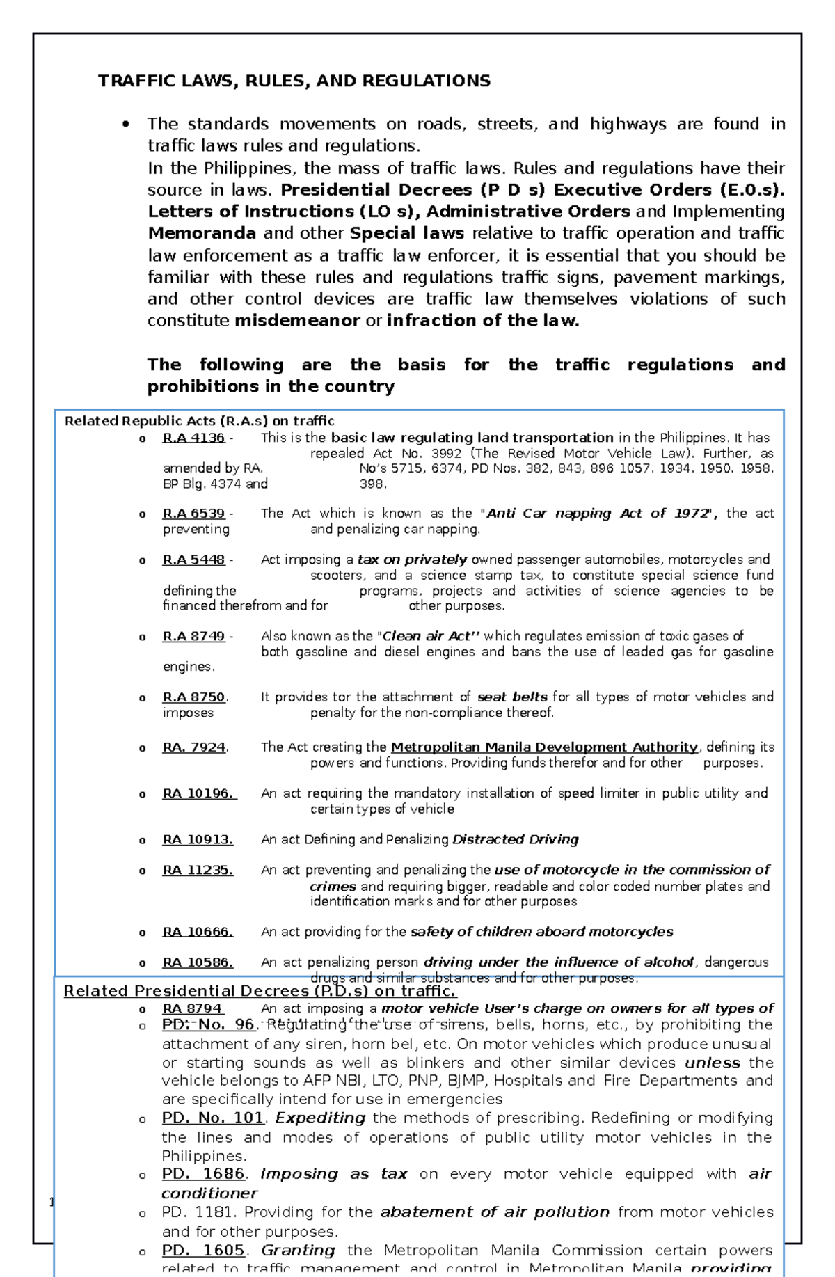 Traffic LAWS Rules AND Regulation TRAFFIC LAWS RULES AND