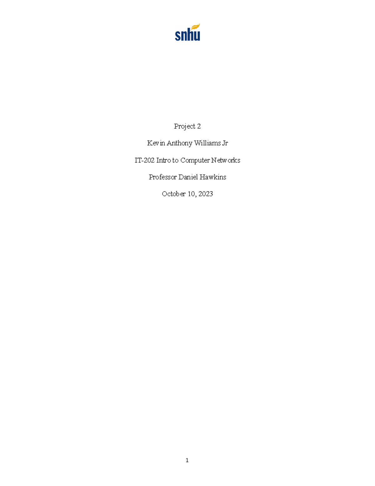 IT 202 Project Two - Project 2 Kevin Anthony Williams Jr IT-202 Intro ...