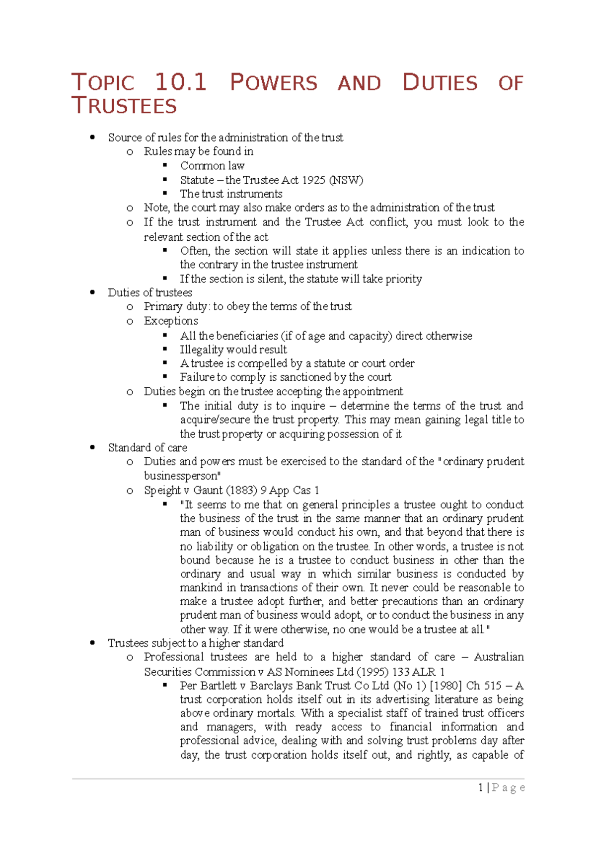 Topic 10.1 Powers AND Duties OF Trustees - TOPIC 10 POWERS AND DUTIES ...