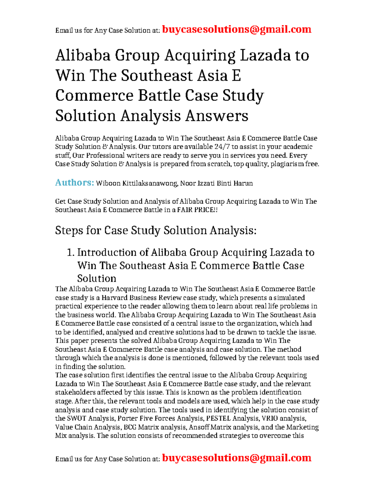 Case Solution Alibaba Group Acquiring Lazada to Win The Southeast Asia ...
