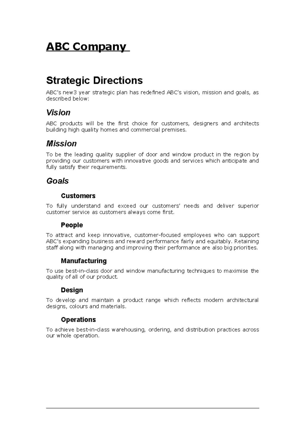 ABC Strategic Directions - ABC Company Strategic Directions ABC’s new3 ...
