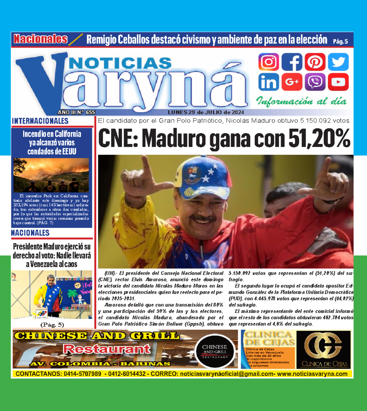 Noticias Varyna 29 Julio 2024M1 - AÑO III NºAÑO III Nº 655655 ...
