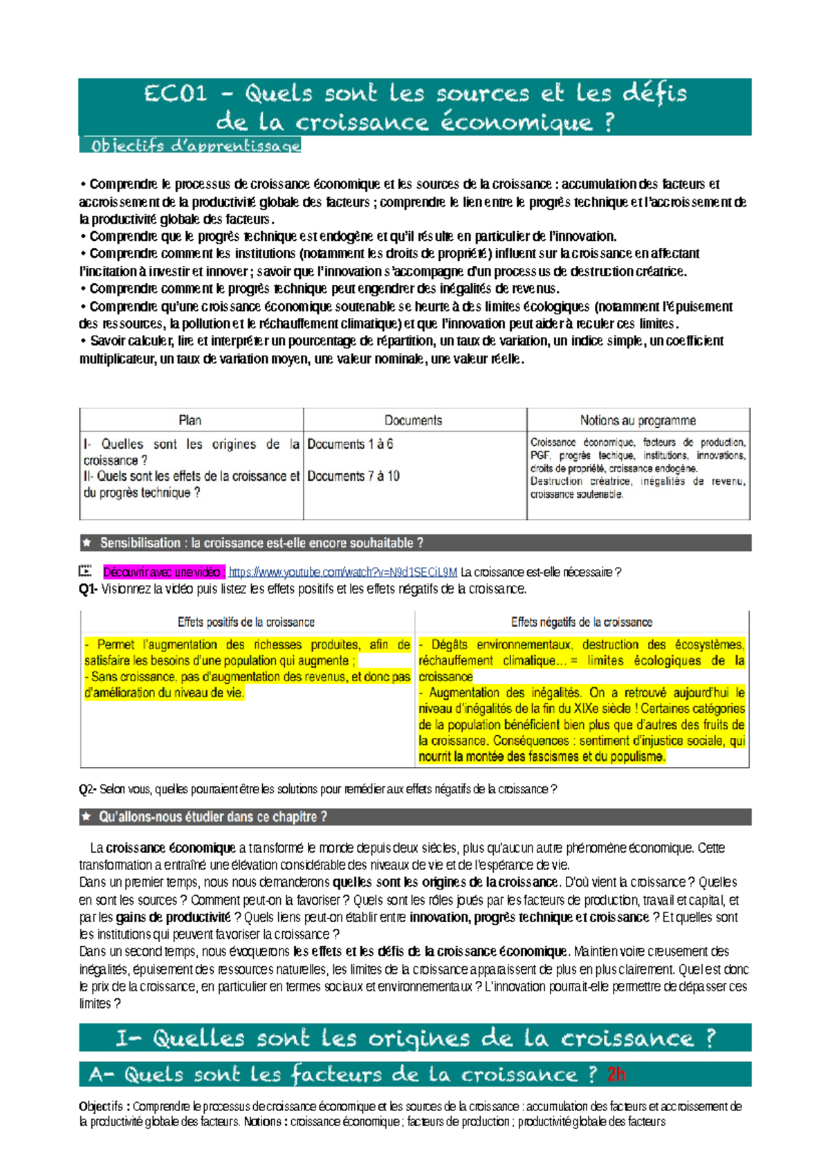 Leçon ECO SES n°2 - Cours de sciences économiques et sociales ...