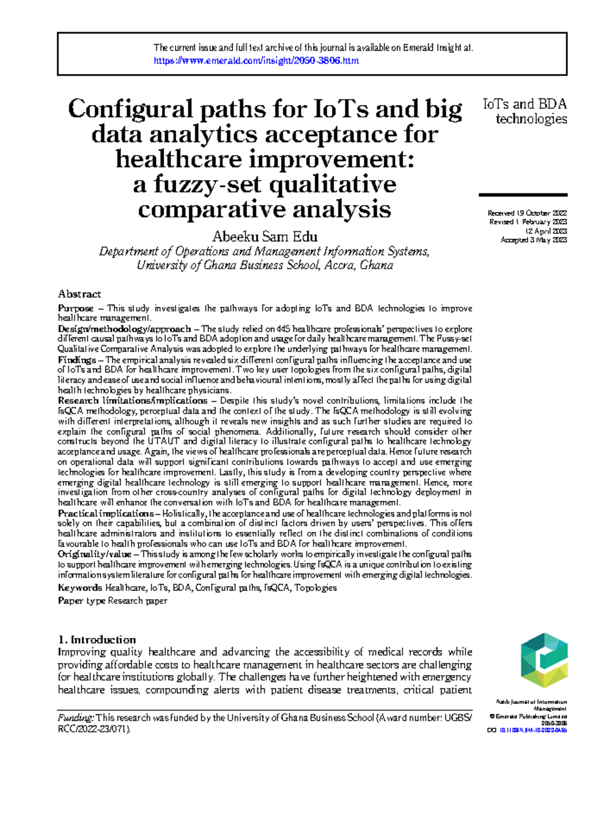 Configural Paths for IOTs and Big Data - Configural paths for IoTs and ...